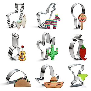 Cinco de Mayo/Mexican Fiesta Pinata Cookie Cutters Stainless Steel Cake Tool DIY Pastry Decorating (9pcs)