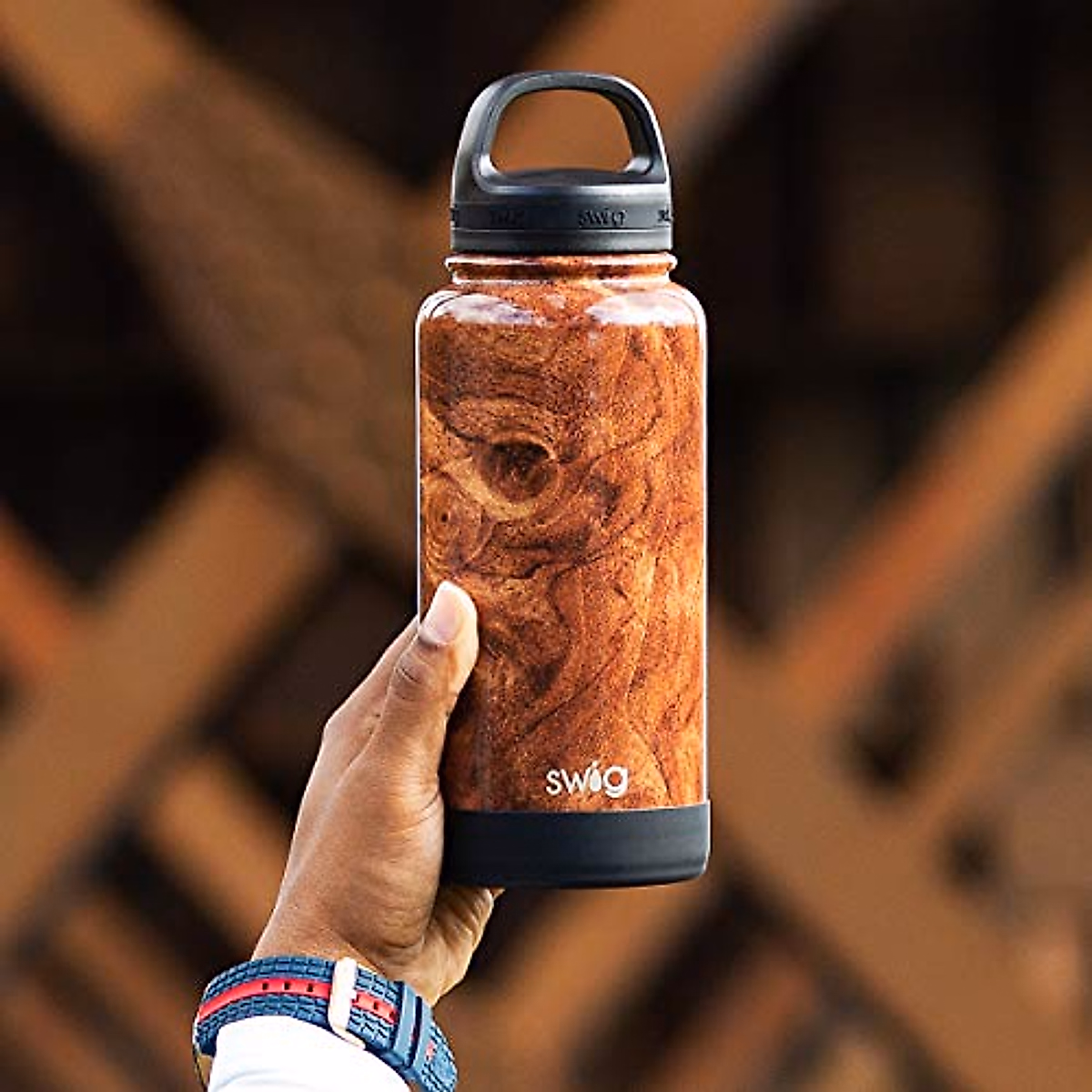Swig Life 30oz Triple Insulated Stainless Steel Wide Mouth Water Bottle with Handle, Dishwasher Safe, Double Wall, Vacuum Sealed, Reusable Thermos Party Animal Print