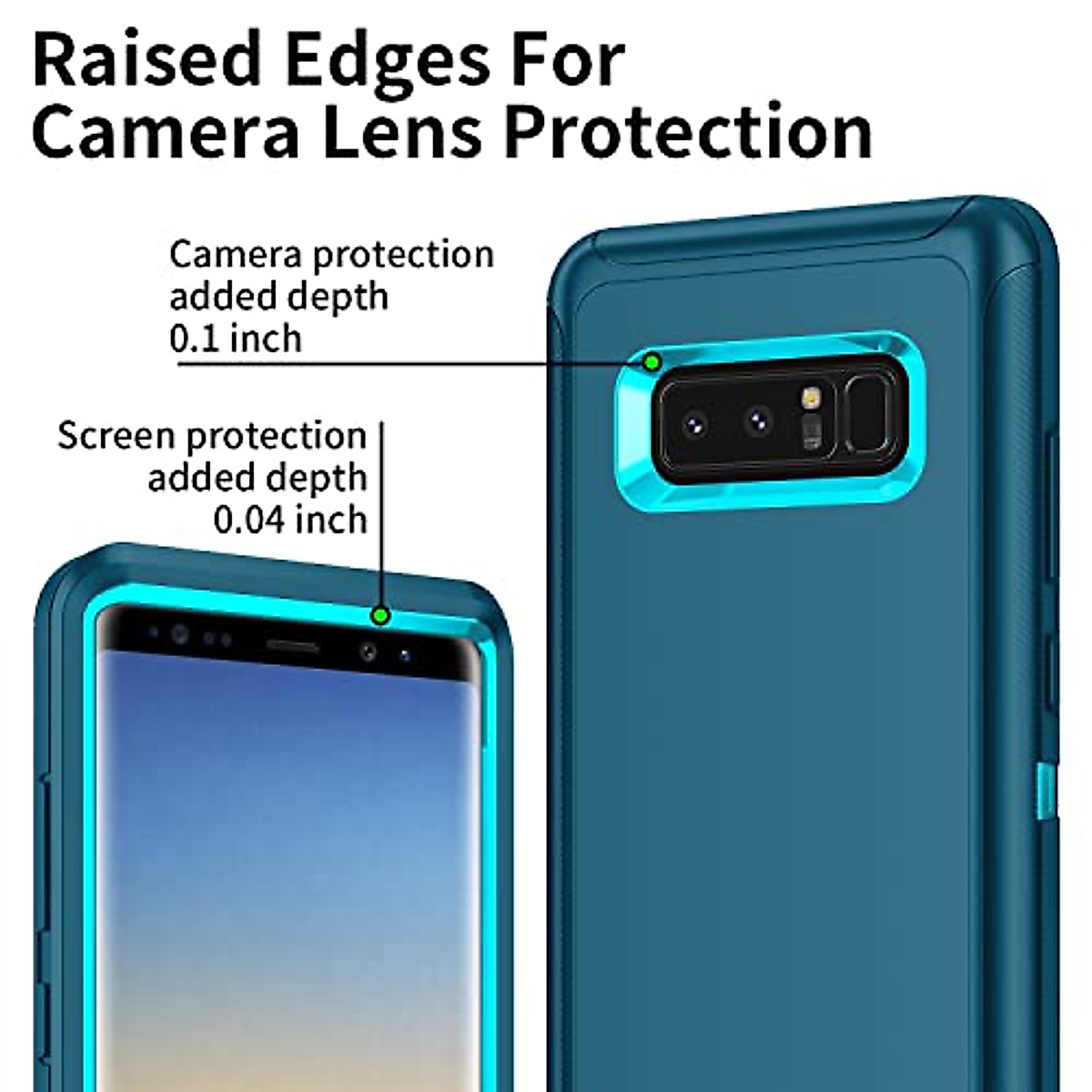 Mieziba for Galaxy Note 8 Case,Shockproof Dropproof Dustproof,3-Layer Full Body Protection Heavy Duty High Impact Hard Cover Case for Samasung Galaxy Note 8,Turquoise