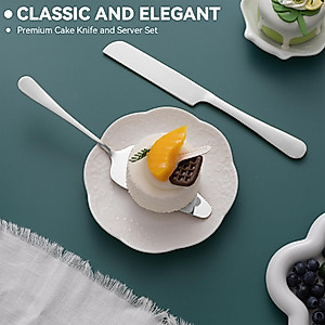 UTENSYM Wedding Cake Knife And Server Set, 2 Piece Premium Cake Cutting Set For Wedding,Silver Wedding Cake Cutting Set,Mirror Polished Cake Knife and Cake Spatula