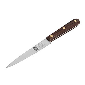 Icel 4-Inch Serrated Paring Knife, Brown Rosewood Handle, Full tang Blade