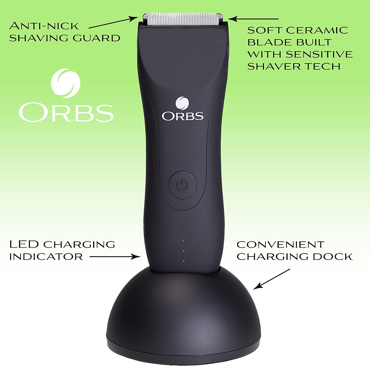 Orbs™ Electric Trimmer for Men, Premium Ball Trimmer/Shaver for Men, Waterproof Groin and Body Shaver Groomer, Replaceable Ceramic Blade Heads,100 Min Battery Life