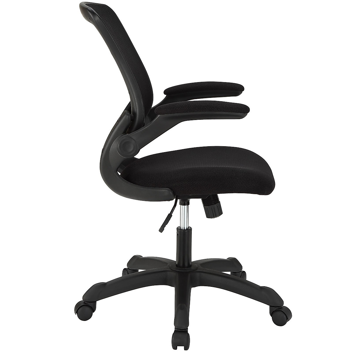 Modway Veer Office Chair with Mesh Back and Vinyl Seat With Flip-Up Arms in Black