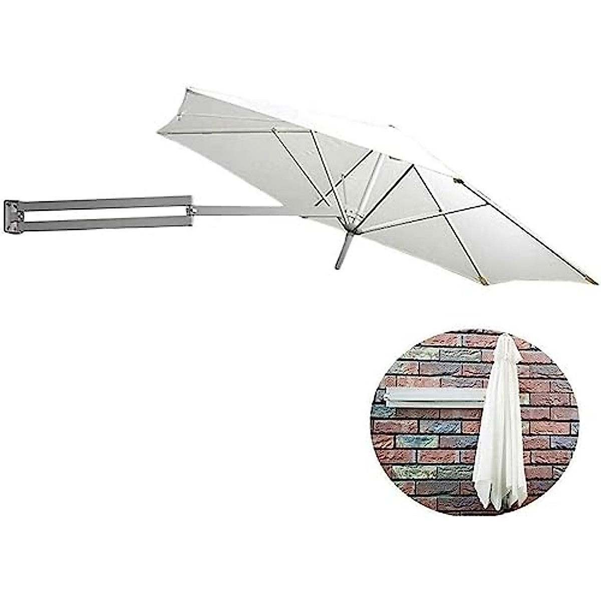 Patio Garden Parasols Umbrella Awnings Portable Parasols Wall-Mounted Aluminium Patio Umbrella - Outdoor Garden Balcony Tilting Sunshade Umbrella (Color : White)