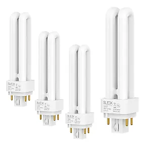 SLEEKLIGHTING 18 Watt T4 Double Tube CFL 4 Pin G24Q-2 Base Light Bulb 2700K 1050lm -Replaces PLC-18W 827 -Compact Fluorescent - Warm White Light 4pack