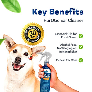 INNOVET PurOtic Natural Ear Cleaner for Dogs & Cats with Silicone Applicator - Extra Strength 4 oz Bottle