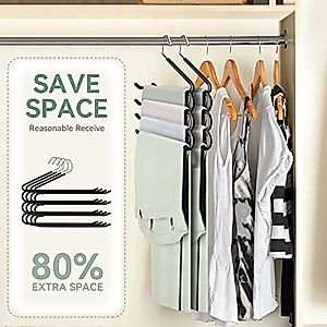 Pants Hanger Jeans Trouser Hanger 3 Pack Stainless Steel Rack Non Slip Closet Space Saver for Tie Scarf Shock Jeans Towel Clothes(Black)