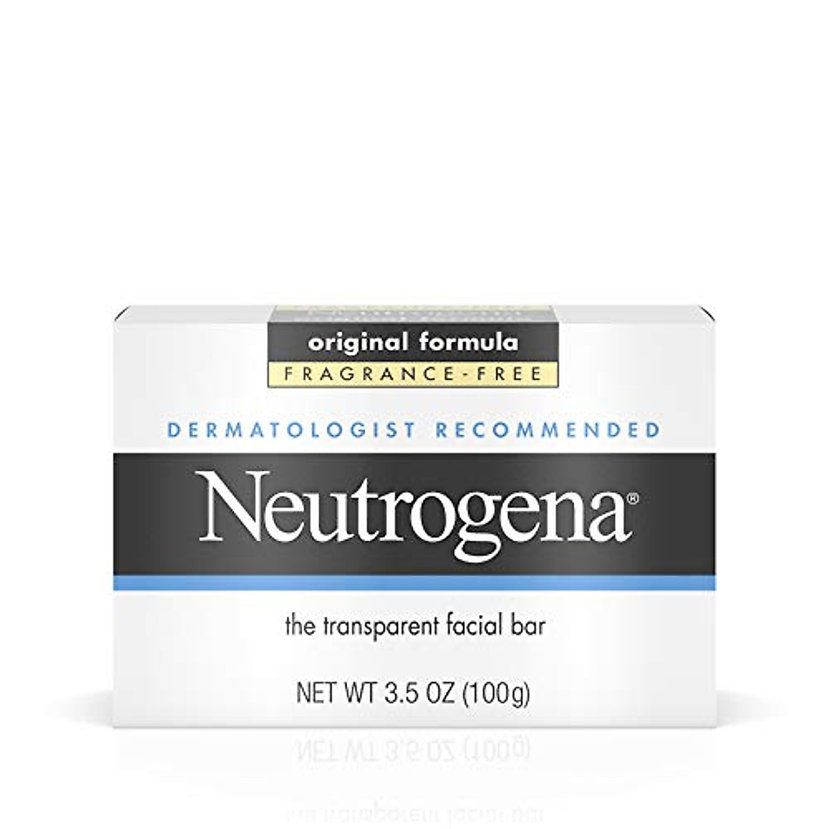 Neutrogena Original Fragrance-Free Facial Cleansing Bar with Glycerin, Pure & Transparent Gentle Face Wash Bar Soap, Free of Harsh Detergents, Dyes & Hardeners, 3.5 oz