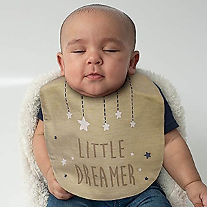 Neat Solutions 5 Pack Aspirational Bib Set with Mixed Fabrics & Water Resistant Inner Core - Boy, Grey Oatmeal While