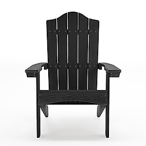 LUE BONA Adirondack Chairs Set of 4, Black Poly Adirondack Chair, Modern Plastic Adirondack Fire Pit Chairs Weather Resistant for Patio, Porch, Deck, Pool, Garden, Backyard