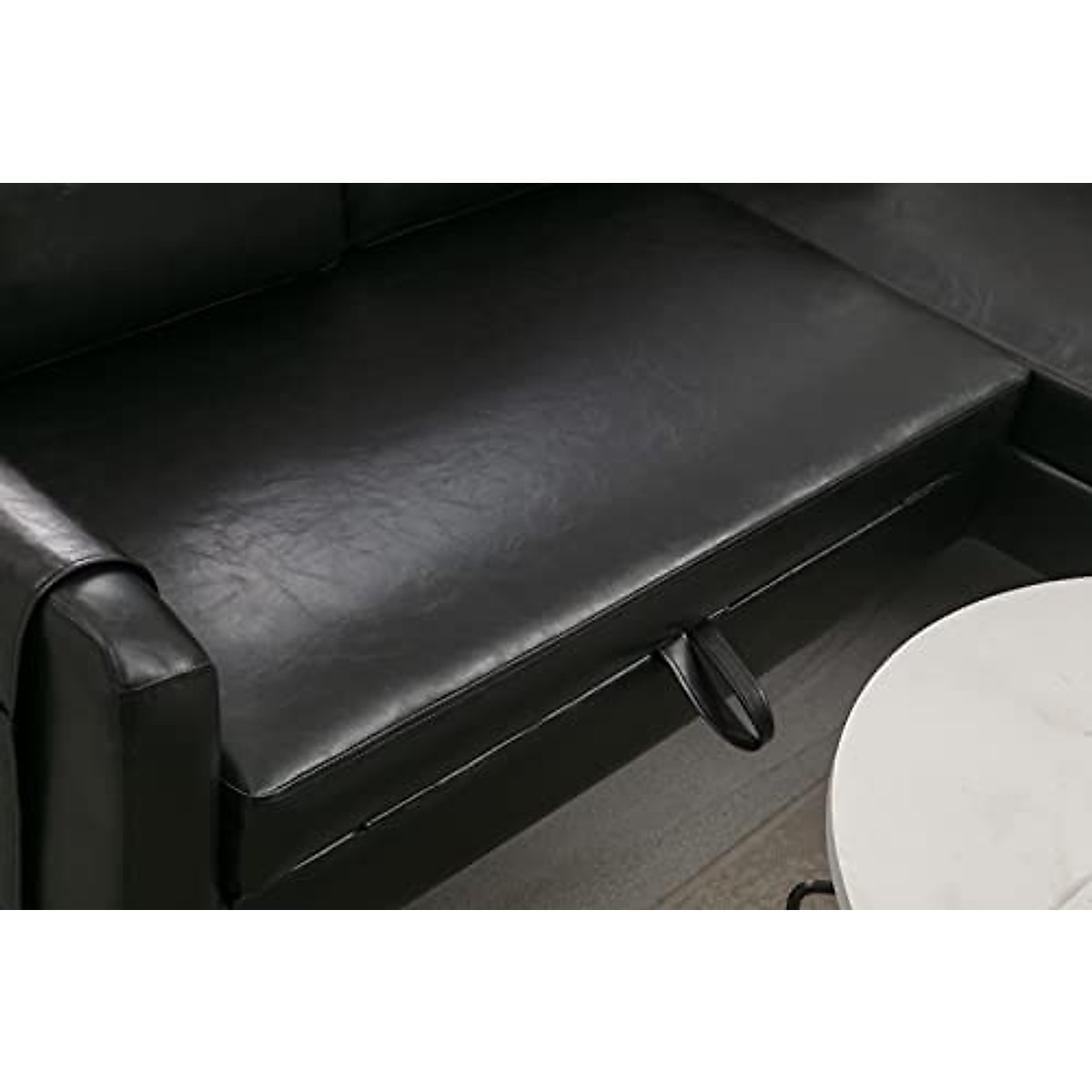 Eafurn 3 Seater Sectional Chaise Lounge and Storage,L Shaped Convertible Pull Out Bed,Comfy Velvet Upholstery Corner Sofa & Couches Button Tufted Living Room Furniture Sets, Black Soft 72.44"