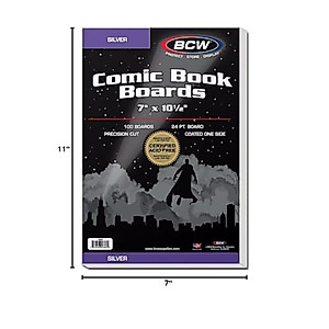 BCW Silver Age Backing Boards - 1 Pack (100 Total) | Certified Acid-Free, 7x10.5 Inches | Safeguard Your Valuable Silver and Bronze Age Comics