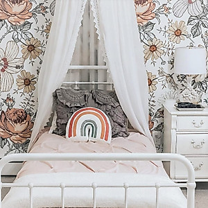 LOAOL Kids Bed Canopy with Lace Sheer Chiffon Hanging Canopy Net for Baby Crib Nook Castle Game Tent Nursery Play Room Decor (White)