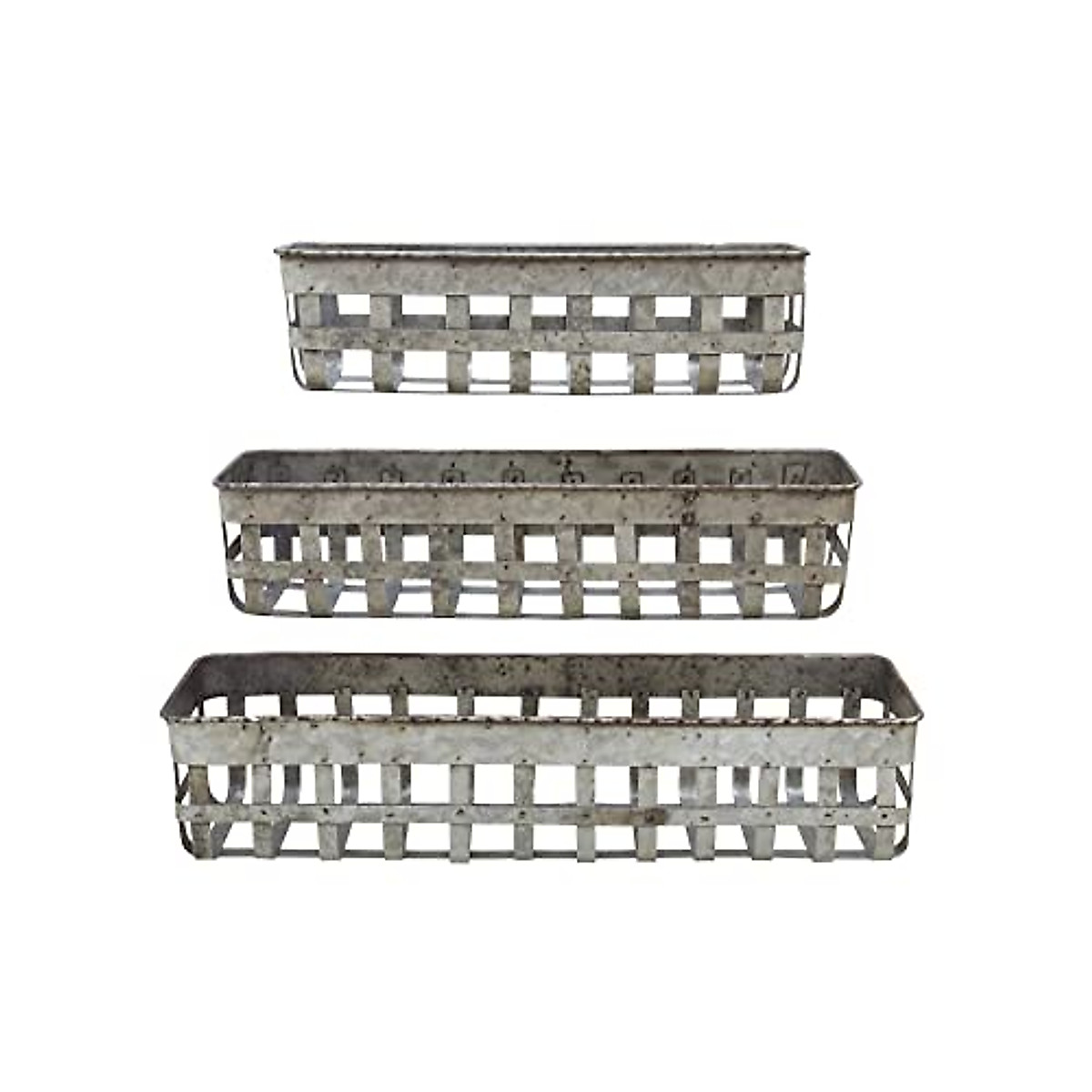 Creative Co-Op Set of 3 Rectangle Open Weave Iron Baskets