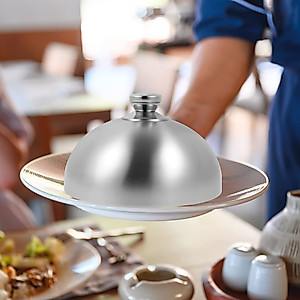 Hemoton Stainless Steel Food Cover Cheese Melting Serving Dome Dish Steak Cover Basting Steaming Cover Serving Dish Lid for Flat Top Griddle Grill Restaurant Home Kitchen (10 inch)