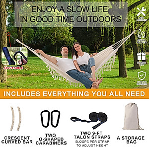 SXSEAGLE Hammock Hanging Swing Double Max 500lbs Macrame for Indoor Outdoor Patio Yard Garden (Beige)