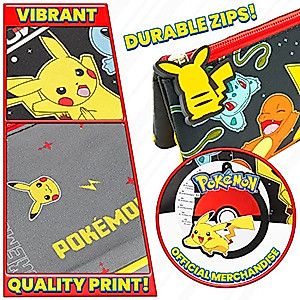 Pokemon Pencil Case for Boys and Girls - Pikachu School Supplies - Triple Compartment Pencil Pouch - Anime Gifts