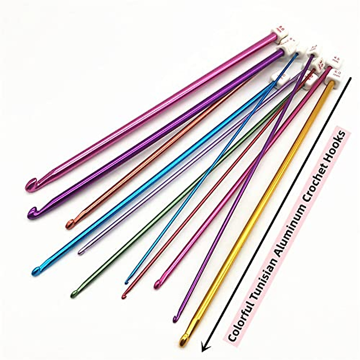 Cdrompy Tunisian Crochet Hook Set,11 Packs Tunisian Crochet Hook Afghan Aluminum Crochet Needle(2mm to 8mm)
