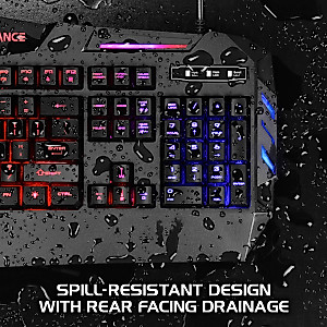 ENHANCE Infiltrate KL1 LED Gaming Keyboard - Multi Color Backlit Keyboard with 2 Lighting Modes, Spill Resistant Design, USB Braided Cable - 19 Key Rollover, Anti-Ghosting, & Multimedia Keys