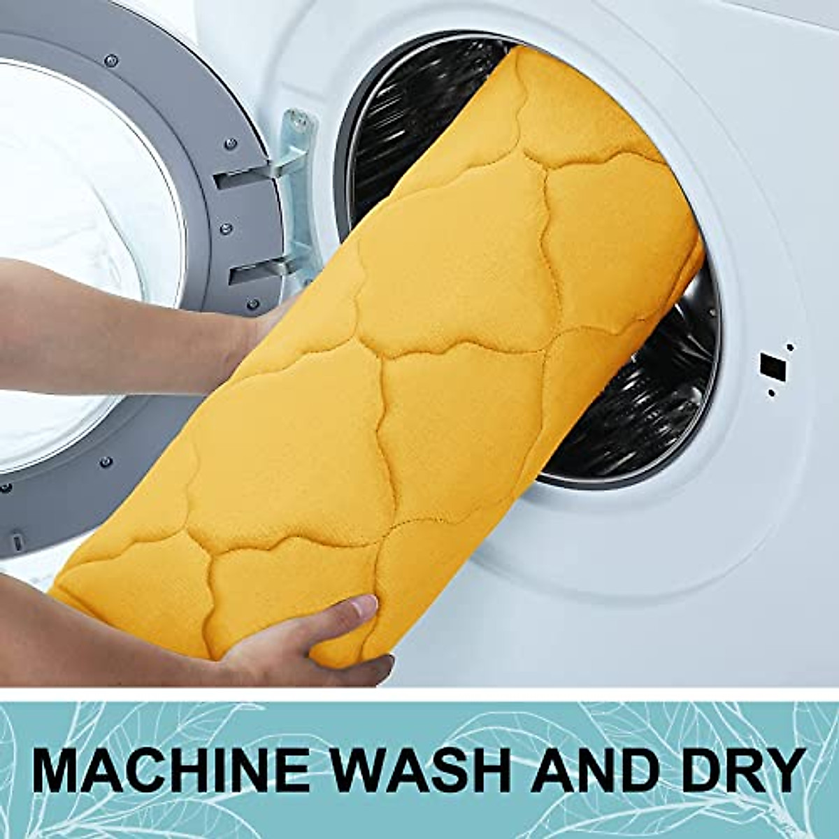 OLANLY Memory Foam Bath Mat Rug, Ultra Soft Non Slip and Absorbent Bathroom Rug, Machine Wash Dry, Comfortable, Thick Bath Rug Carpet for Bathroom Floor, Tub and Shower, 24x16, Yellow