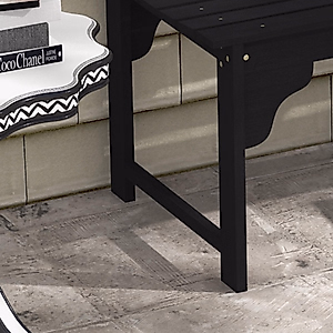 Outsunny Wooden Garden Bench, Outdoor Park Bench with Slatted Seat, Backless Front Porch Bench with Curved Seat for Conservatory, Garden, Poolside, Deck, Black