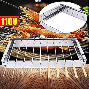 Automatic Rotation Barbecue Grill, 10 Skewer Picnic BBQ Grill Rack, Portable Stainless Steel Rotating Rotisserie for Outdoor Garden Camping