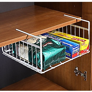 2 Pack - SimpleHouseware Under Shelf Basket, White