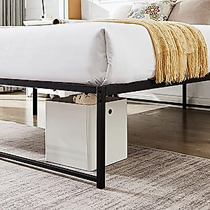 VECELO 16" Metal Platform Tall Bed Frame,Mattress Foundation/No Box Spring Needed/Heavy Duty Steel Slat Support (Full Size)