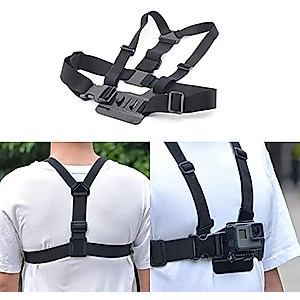 Adjustable Chest Mount Harness Chest Strap Belt for GoPro Hero10, Hero 9, Hero 8, Hero 7 Black, 7 Silver, 7 White, Hero 6, 5, 4, Session, 3+, 3, 2, 1, Hero (2018), 360 Degree Rotate Adapter Holder