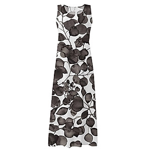 Women's Summer Casual Sleeveless Halter Long Maxi Beach Dress Womens Plus Size Casual Dresses for Fall Dark Gray