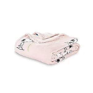 Berkshire VelvetLoft® Peanuts® Snoopy Cute Character Plush Throw Blanket,Peanuts Snoopy Make A Wish Spring Pink, Throw (55" x 70")