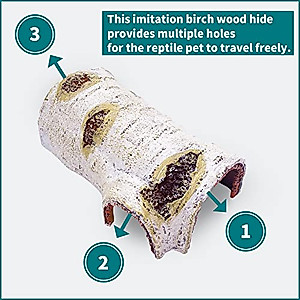 Aufeeky Reptile Hides and Caves, Reptile Hide Birch Tree Bark Trunk, Gecko Hides and Caves for Snake Leopard Gecko Ball Python Bearded Dragon Tortoise Turtle
