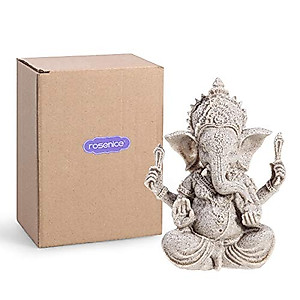 rosenice Elephant Statue Sculpture Sandstone Ganesha Buddha Handmade Figurine