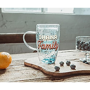 Disney Lilo & Stitch Ohana Means Family Confetti Glass Mug | Holds 15 Ounces