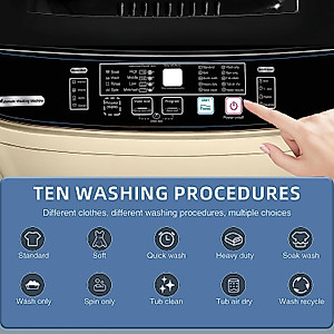 DUOSI Full Automatic Washing Machine, 15.6 lbs Top Load Portable Washer with Drain Pump, LED Display with 10 Programs & 8 Water Levels Selections, Ideal for Apartment, Dorm, RV