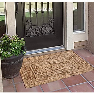 JOVIAL INTERNATIONAL Hand Woven Jute Braided Rug, 2'x3' - Natural, Reversible Farmhouse Accent Rugs for Living Room, Kitchen, Bedroom - 24x36 Inches (Rectangle 2'x3')