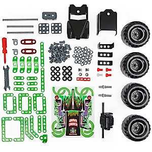 Meccano Junior, Official Monster Jam Grave Digger Monster Truck STEM Model Building Kit with Pull-Back Motor, Kids Toys for Ages 5 and up
