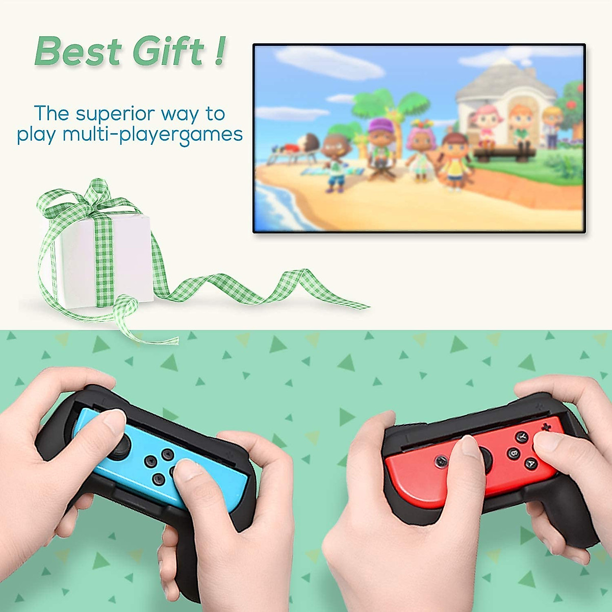 FastSnail Charging Dock and 2 Pack Switch Grips Kit for Nintendo Switch Joy Con & OLED Model, Charger Stand Station with Charging Cable, Wear-Resistant Grip Controller with 6 Thumb Grip