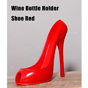 EBOXER Home High Heel Wine Bottle Holder 7.5 Inch Tall, Stylish Wine Bottle Holder Shoe High Heel Shaped for Bar Home and Decor, Red