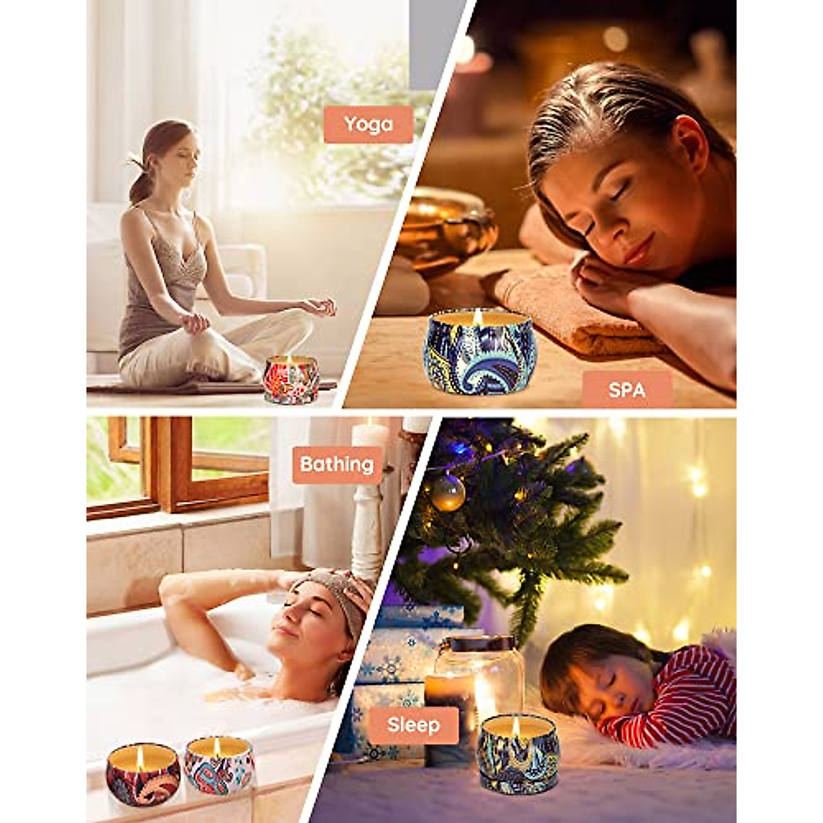 Scented Candles Gifts for Women, Primevolve Home Scented Aromatherapy Candles Set, Strongly Fragrance Essential Oils for Stress Relief, Jar Candles, 100% Soy Wax, 4x4.4oz