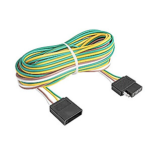 CZC AUTO 4 Pin Trailer Light Wire Harness Extension 18 Gauge 4-Way Flat Wiring Connector, 25ft, for Trailer Boat Car RV Truck