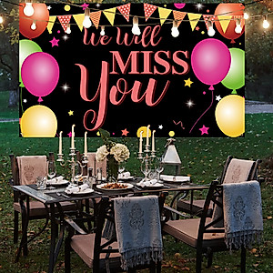 We Will Miss You Banner, Going Away Party Decorations, Backdrop Photo Props for Graduation Farewell Retirement Goodbye Promotion New Job Party Decor Supplies for Inside Outside, Fabric, Vicycaty