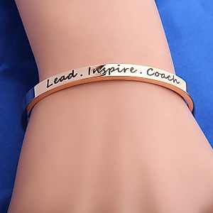 FEELMEM Cheerleader Bracelet Lead Inspire Coach Cuff Bangle Bracelet,Cheer Jewelry(RG)