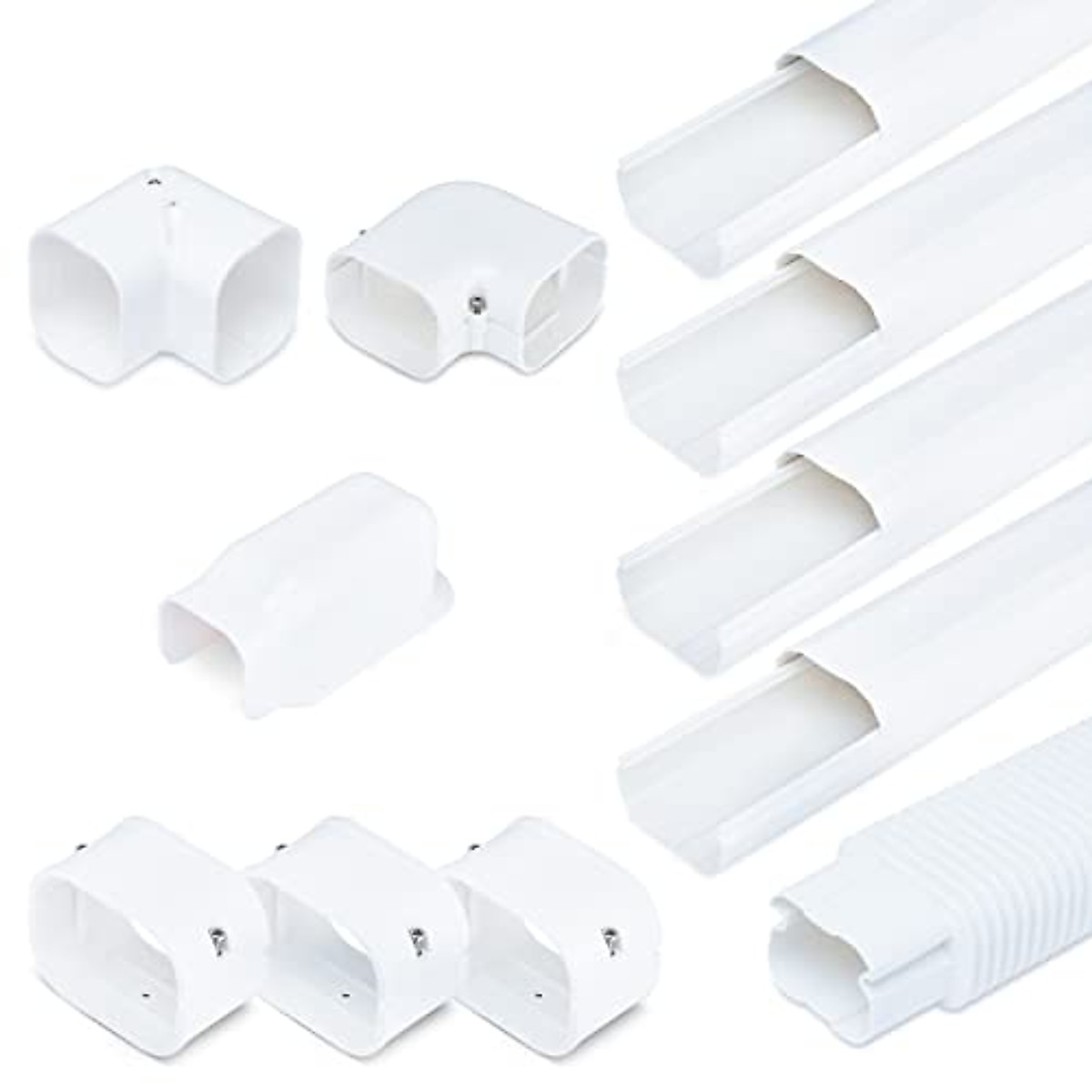 Sealproof Mini Split AC Line Set Cover Kit, 4" Decorative White Professional Grade PVC Kit Provides 15 FT Line Coverage for Ductless Mini Split Air Conditioners and Heat Pumps