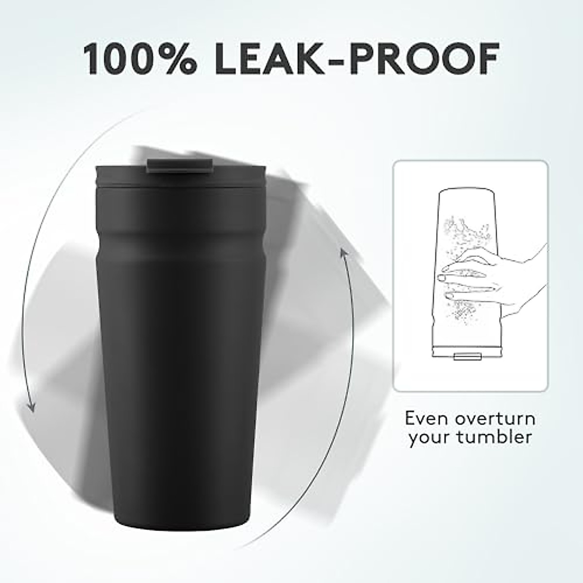 COKTIK 20oz Insulated Tumbler with Lid and Straw 2 Lids (Straw/Flip) Iced Coffee Cup Reusable Stainless Steel Travel Mug Water Bottle Cupholder Friendly for Women Men Her Him (Black)