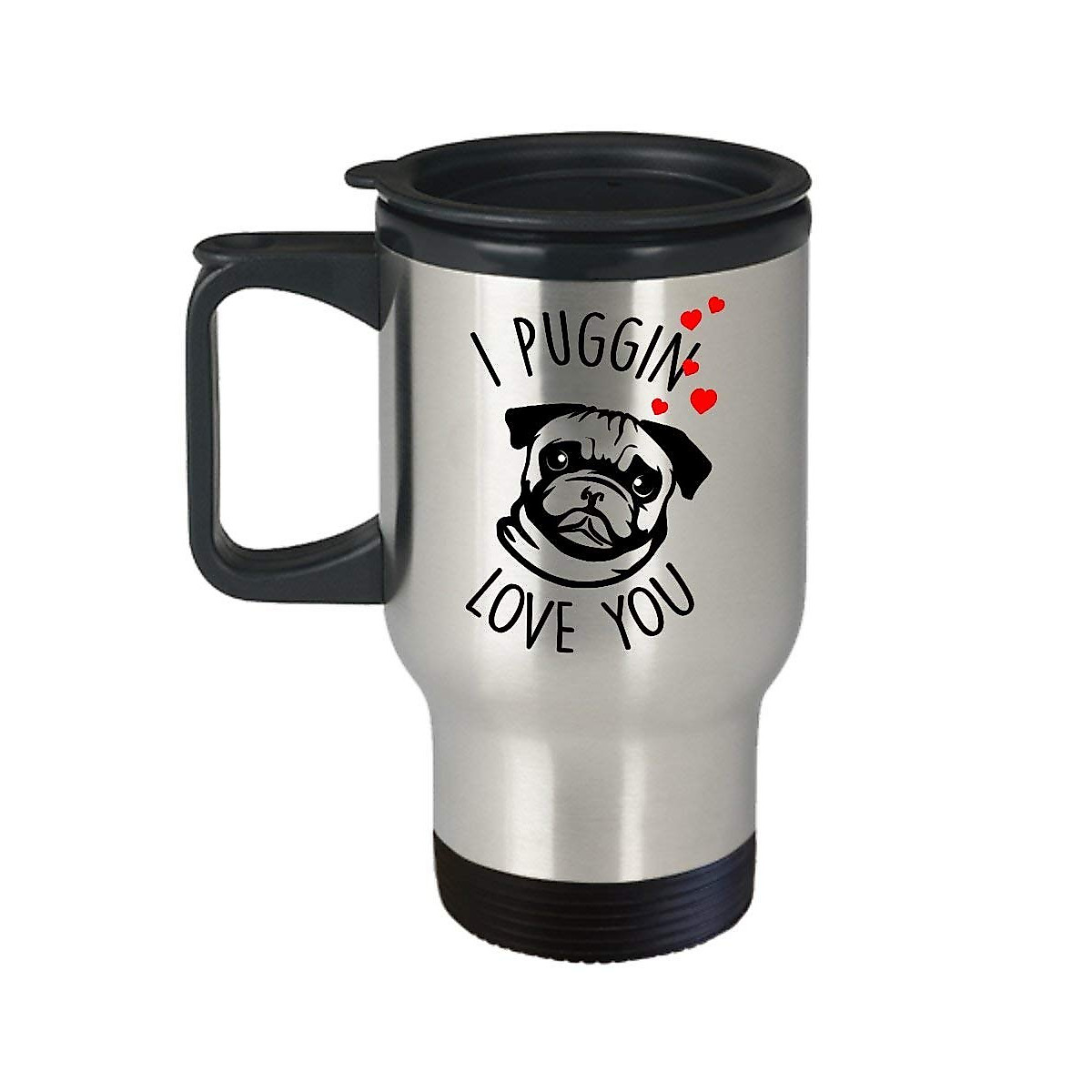 SpreadPassion I Puggin Love You Travel Mug - Insulated Tumbler - Pug gift basket - Pug Lover gifts for Women - Birthday Christmas Basket Gift idea