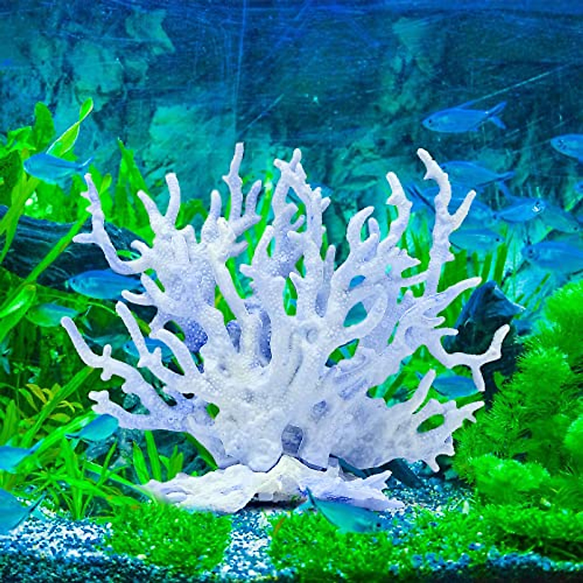 BLLREMIPSUR 2 PCS Aquarium Coral Ornament, Blue Pink Coral Reef Decor, Artificial Plants Fish Tank Decorations