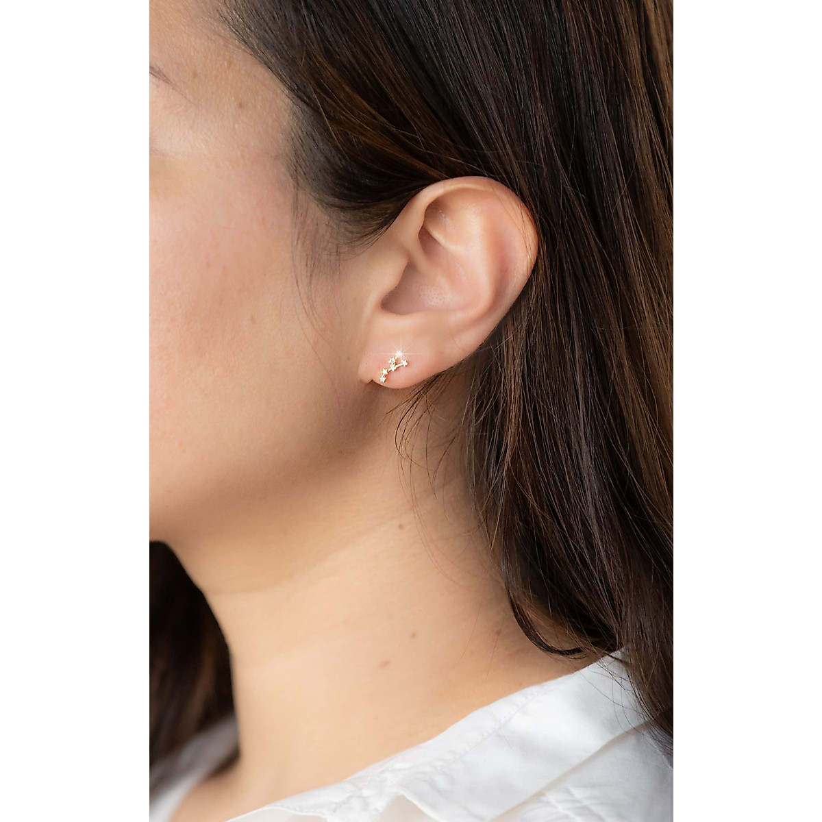 TAURUS 18k Gold Mismatched Stud Earring, Zodiac Star Stud Earrings Gift Set, Birthday Astrology Gifts for Women, Teens, Birth Flower (Taurus)