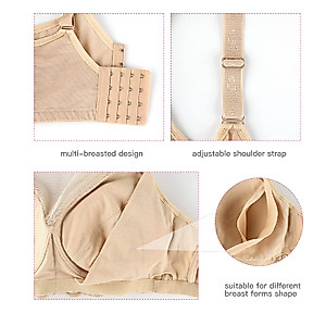 Polreta Mastectomy Bra with Pockets for Prosthesis Women Post Surgety Bra Cotton Daily Bralettes Skin