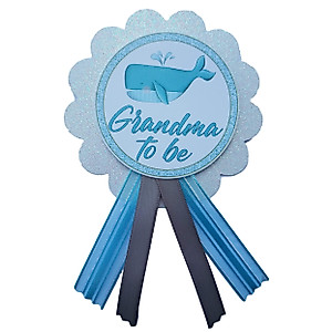 Grandma to Be Pin Whale Baby Shower Under the Sea It's a Boy for Nona to wear, Blue & White Sprinkle